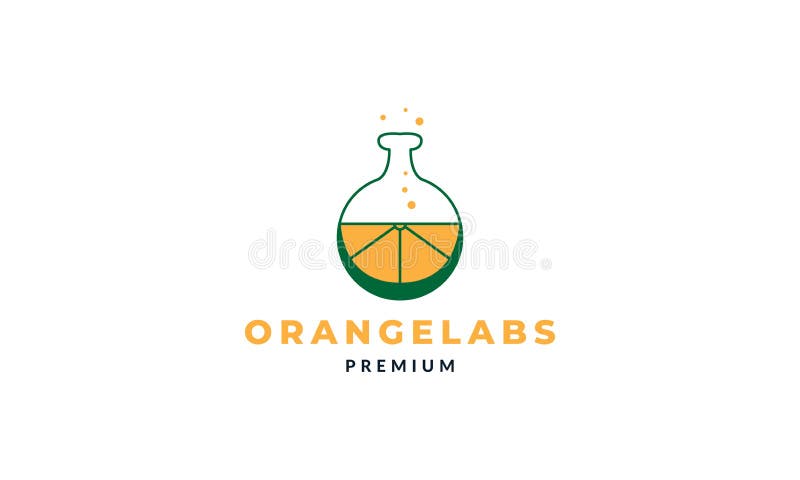 Orange Fruit with Laboratory Bottle Logo Vector Illustration Design ...