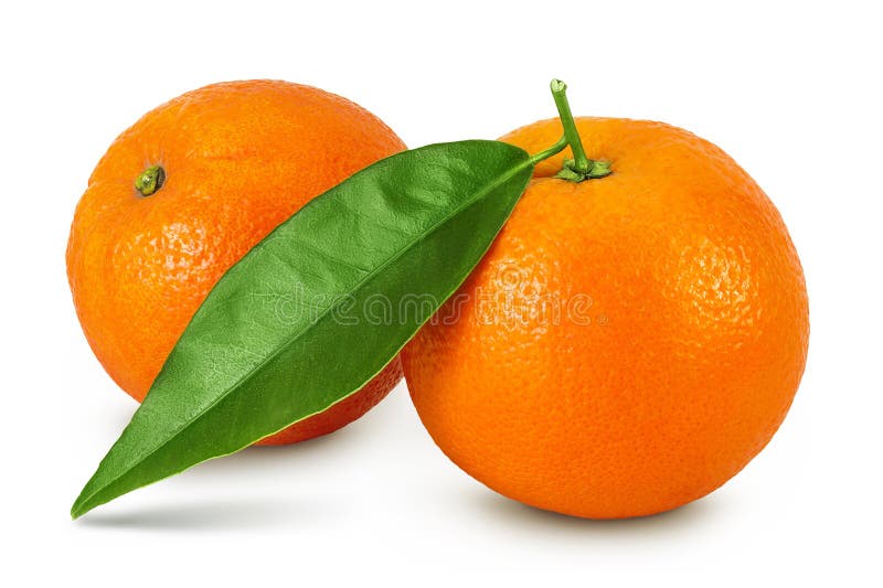 Orange Fruit with Leaf Isolated on White Background with Full Depth of ...
