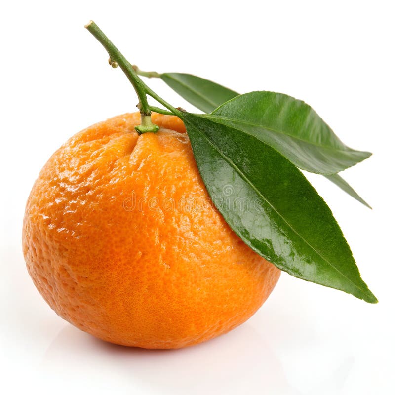 Orange Fruit with Leaves Isolated on White Background Stock ...