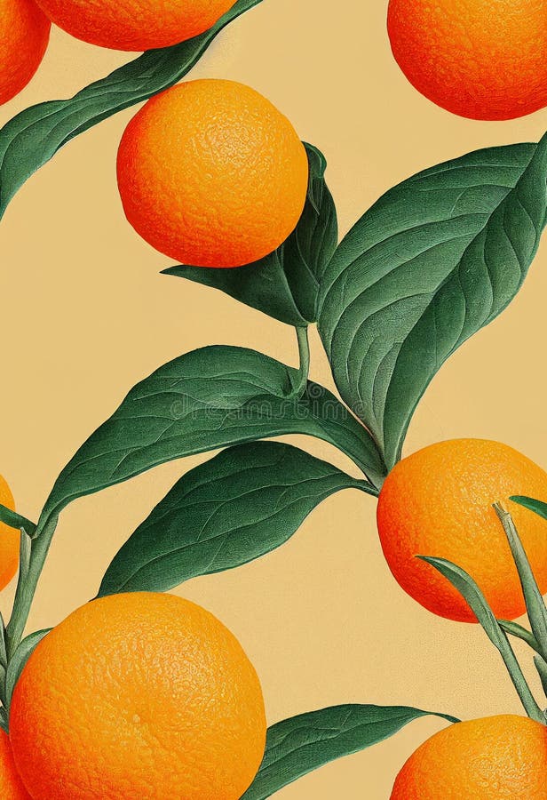 Orange Fruit and Leaves Wallpaper. Tile Stock Photo - Image of orange ...