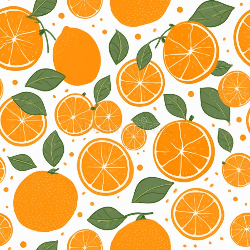 Orange Fruit Pattern - Citrus Seamless Background with Yellow Juicy ...