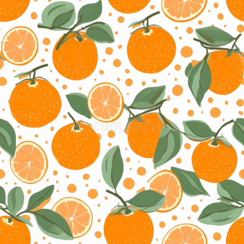 Orange Fruit Pattern - Citrus Seamless Background with Yellow Juicy ...