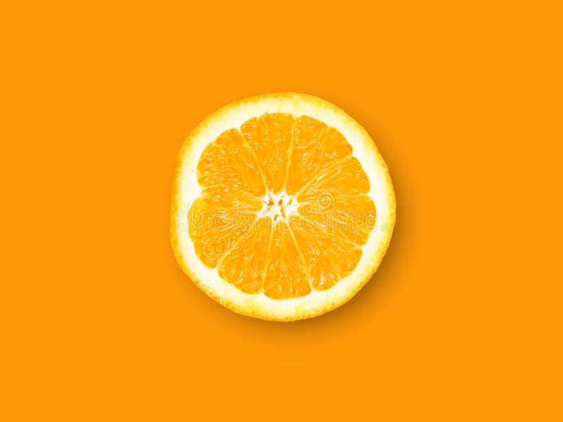 Orange Fruit. Round Orange Slice Isolate on Orange Background. Top View ...
