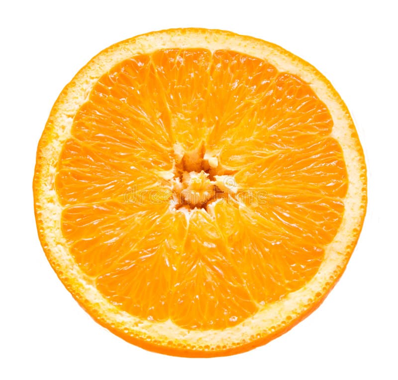 Orange Fruit. Round Slice Isolated on White Table. View from Above ...