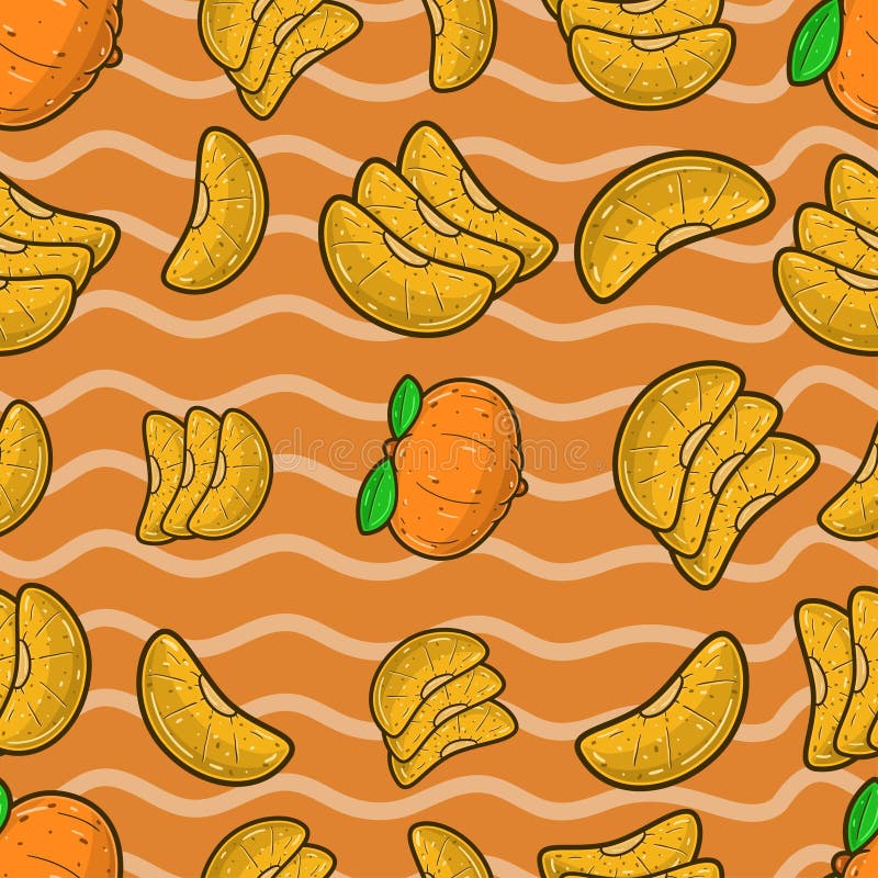 Orange Fruit Seamless Pattern in Cartoon Style. Perfect for Background ...