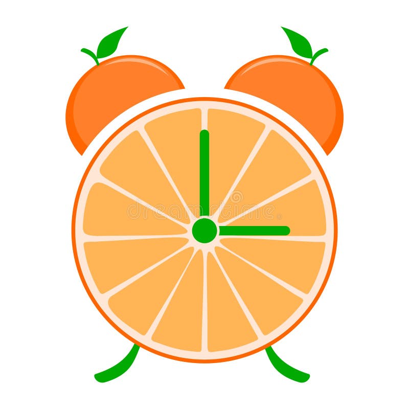 Orange Fruit Slice Clock Isolated Stock Vector - Illustration of ...