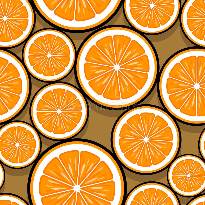 Seamless Pattern of Orange Fruit Slice Graphics. Stock Vector ...