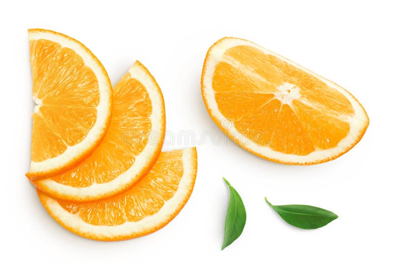 Orange Fruit Slices Isolated on White Background. Top View. Flat Lay ...