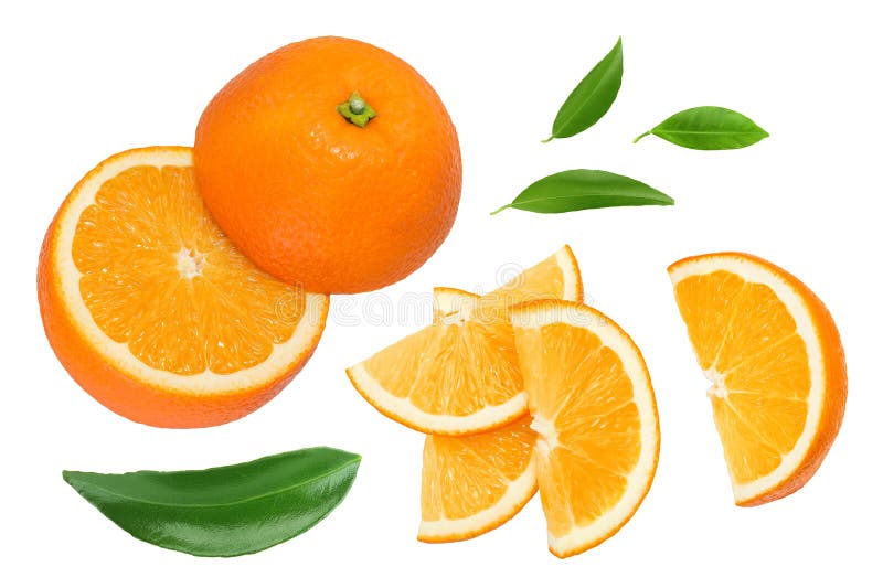 Orange Fruit Slices Isolated on White Background. Top View. Flat Lay ...