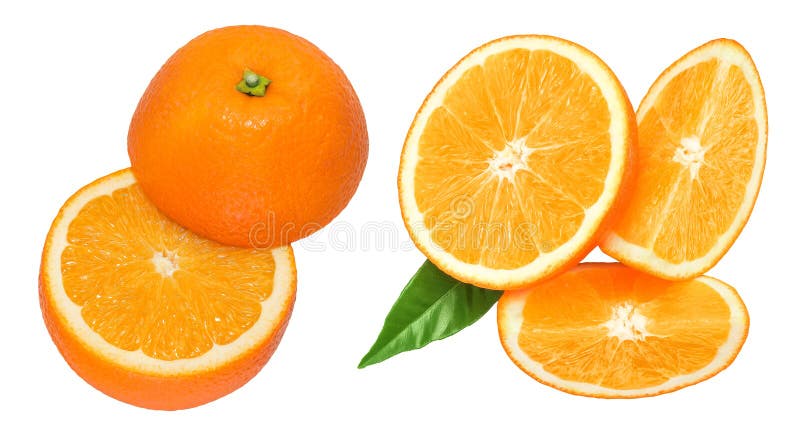 Orange Fruit Slices Isolated on White Background. Top View. Flat Lay ...