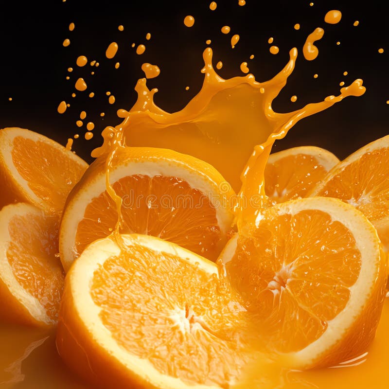 Orange Fruit Splashing in Water, Creating a Refreshing Wave of Citrus ...