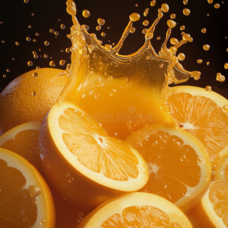 Orange Fruit Splashing in Water, Creating a Refreshing Wave of Citrus ...