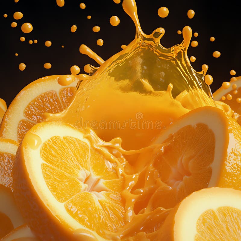 Orange Fruit Splashing in Water, Creating a Refreshing Wave of Citrus ...