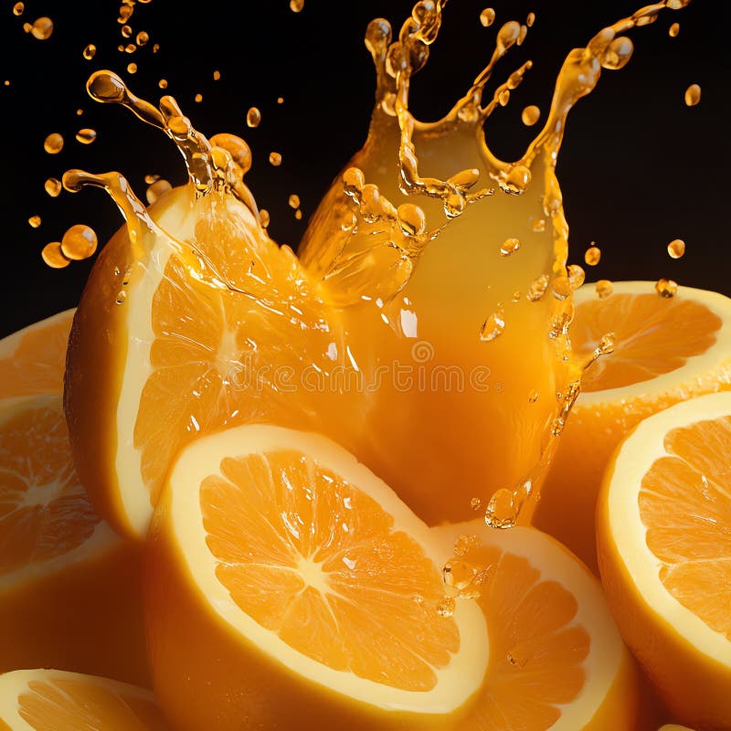Orange Fruit Splashing in Water, Creating a Refreshing Wave of Citrus ...