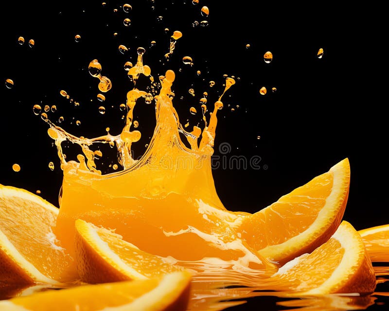 Orange Fruit Splashing in Water, Creating a Refreshing Wave of Citrus ...