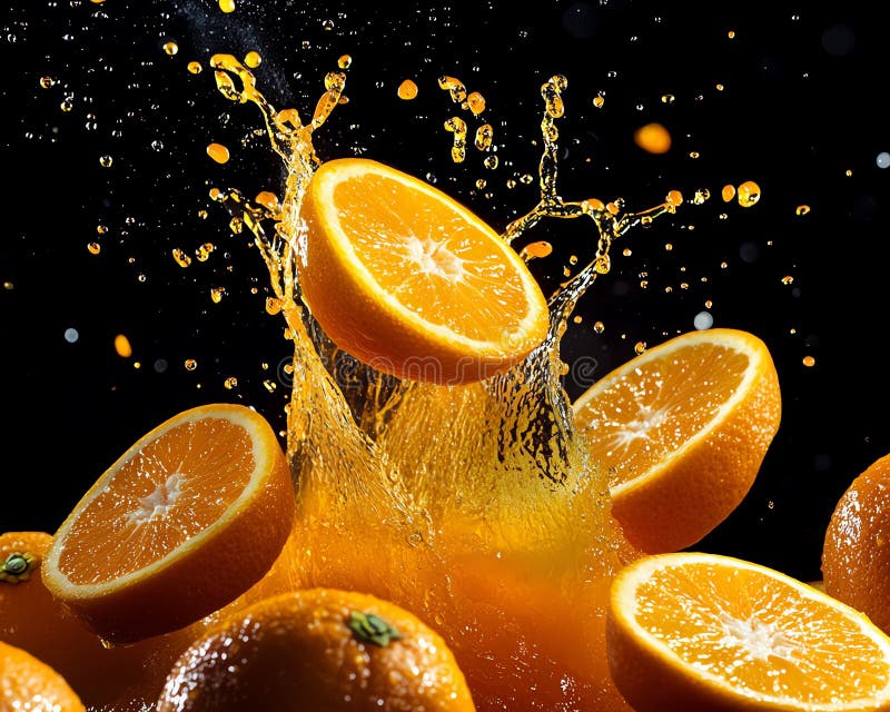 Orange Fruit Splashing in Water, Creating a Refreshing Wave of Citrus ...