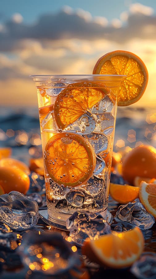 Orange Fruit Tea in a Clear Plastic Cup Stock Image - Image of tasty ...