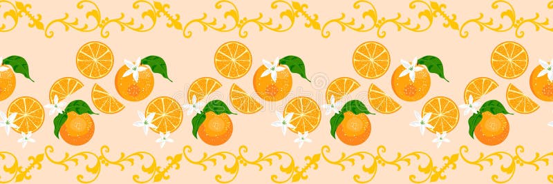 Orange Fruit Vector Seamless Pattern Design, Background, Citrus Fruits ... Orange Fruit Vector Seamless Pattern Design, Background, Citrus Fruits ...