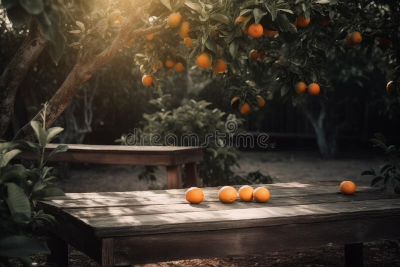 Orange Fruit on Wood Table. Generate Ai Stock Illustration ...