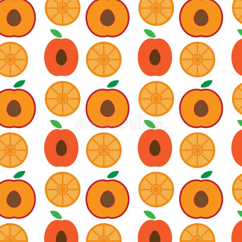 Orange Fruits Pattern in a White Background. Vector Design Illustration ...
