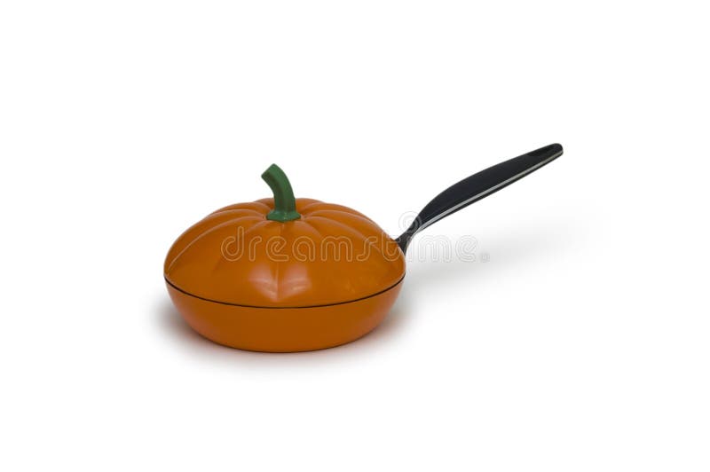 Orange frying pan isolated stock photo. Image of metal - 27856828