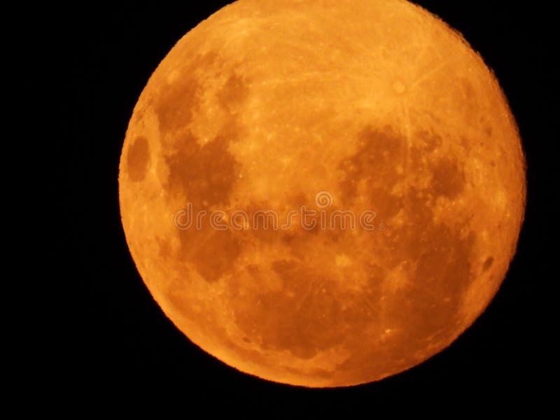 Orange Full Moon on a Warm Night Stock Image - Image of afterglow ...