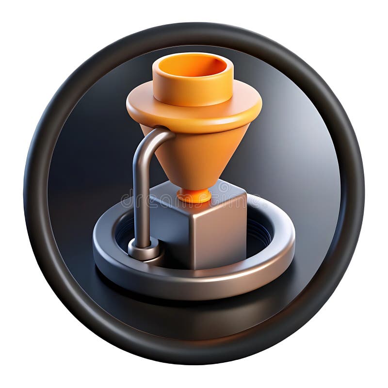 Orange Funnel Device within a Circular Black Frame Stock Illustration ...