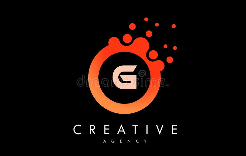 Orange G Letter Logo. Blue Dots Bubble Design Vector Stock Vector ...