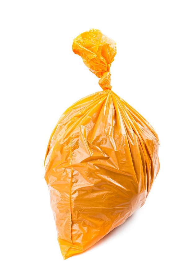 Orange garbage bag stock photo. Image of junk, object - 80229840