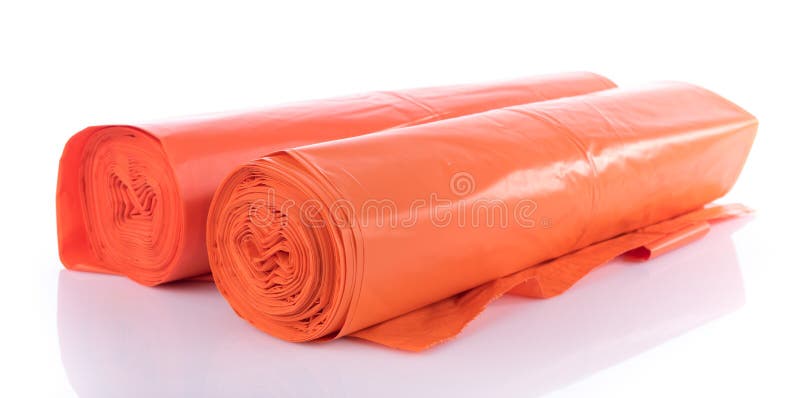 Orange garbage bags stock image. Image of rolls, container - 58838881