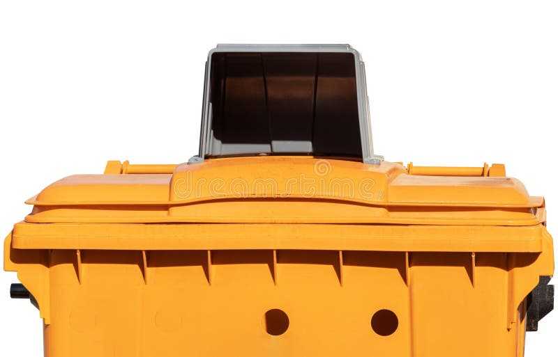 Orange Garbage Container on White Stock Image - Image of container ...