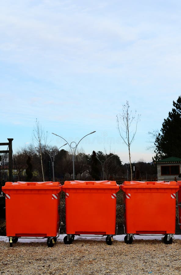 Orange garbage containers stock image. Image of environmental - 50740675