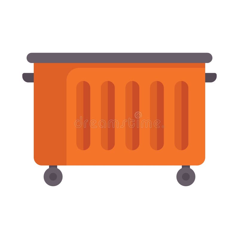 Orange Garbage Dumpster Bin with Wheels Standing Open for Loading ...