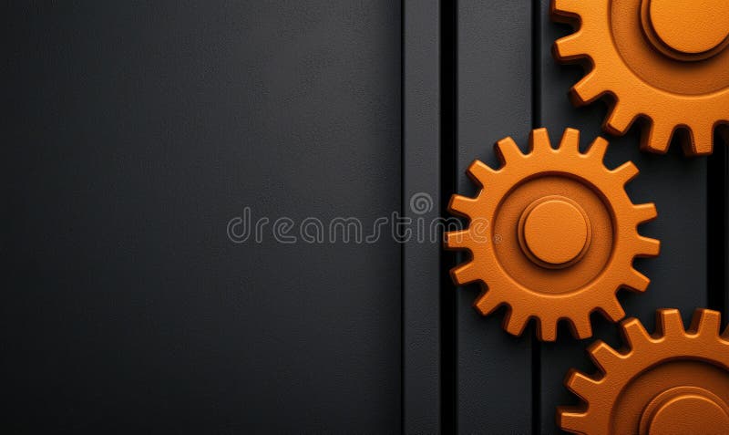 Orange Gears on Dark Background Representing Teamwork and Cooperation ...