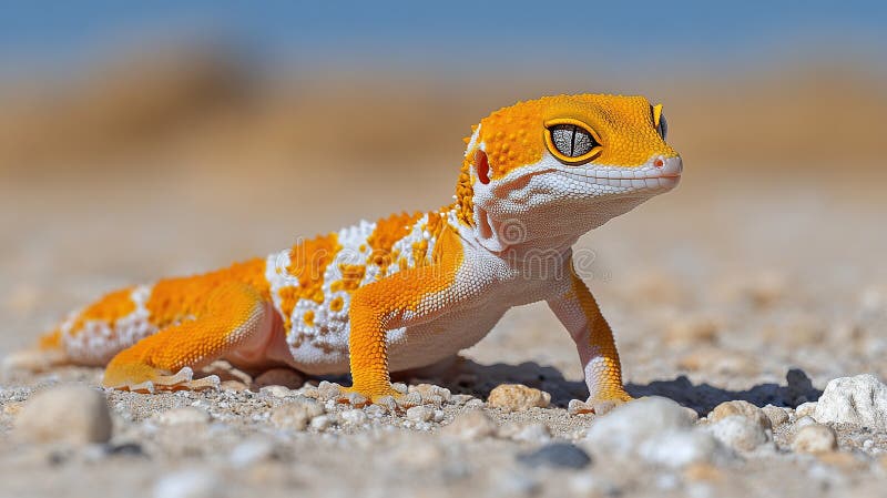 Orange Gecko on Sandy Ground Stock Photo - Image of small, spotted ...