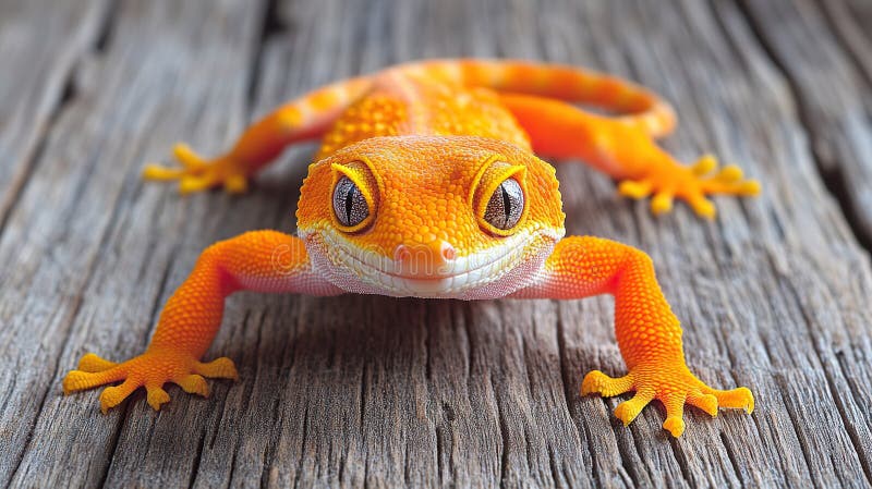 Orange gecko on wood stock photo. Image of animal, portrait - 370694890