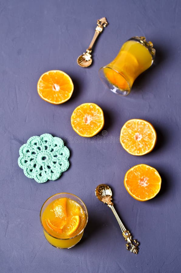 Orange Gelee im Glas stockbild. Bild von nachtisch, feinschmecker ...