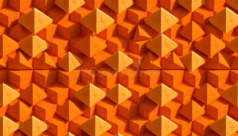 Orange Geometric Cube Shapes, Modern Pattern, Stock Photo, Generative ...