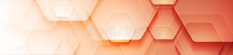 Orange Geometric Tech Background with Glossy Hexagons Stock Vector ...