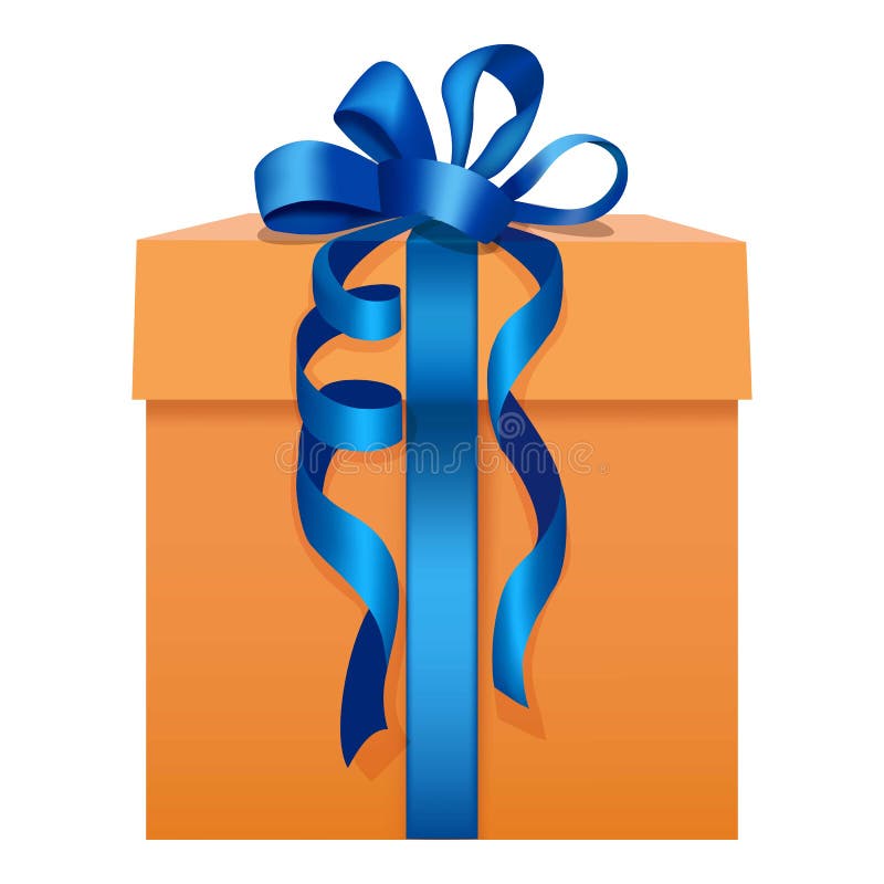 Orange Gift Box for Birthday with Flowers. Vector Illustration Stock ...