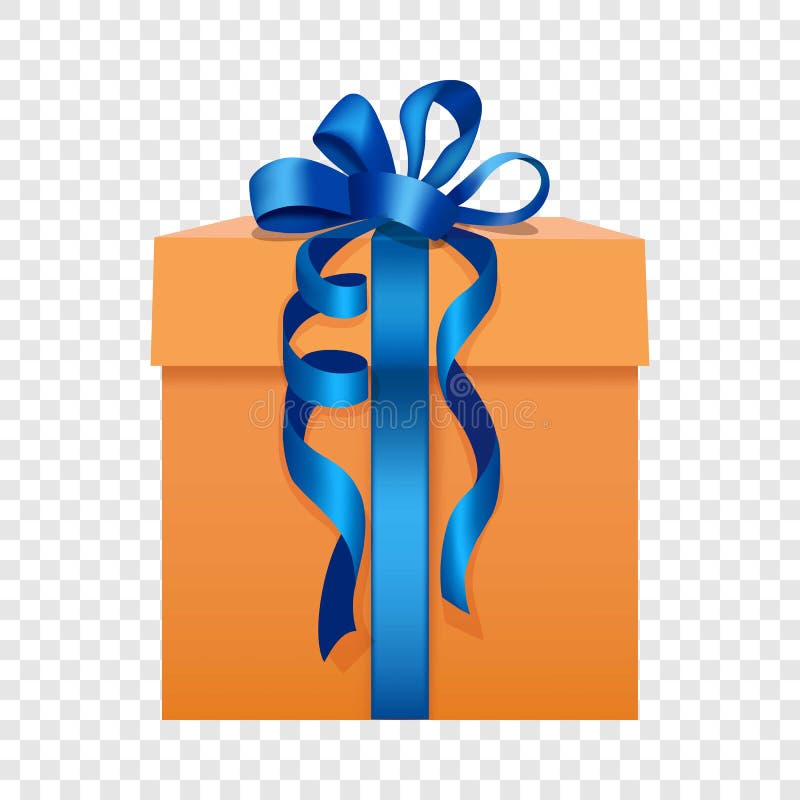 Orange Gift Box with a Blue Ribbon Icon Flat Style Stock Vector ...