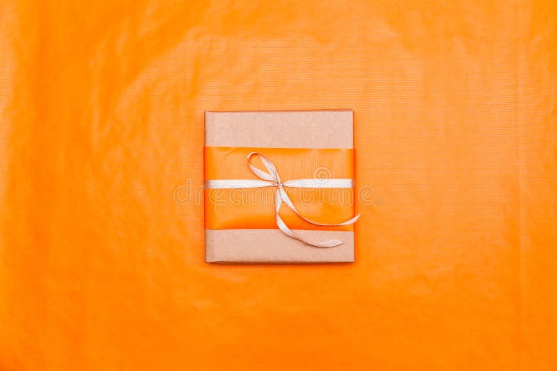 Orange gift box stock photo. Image of closeup, satin - 36700844