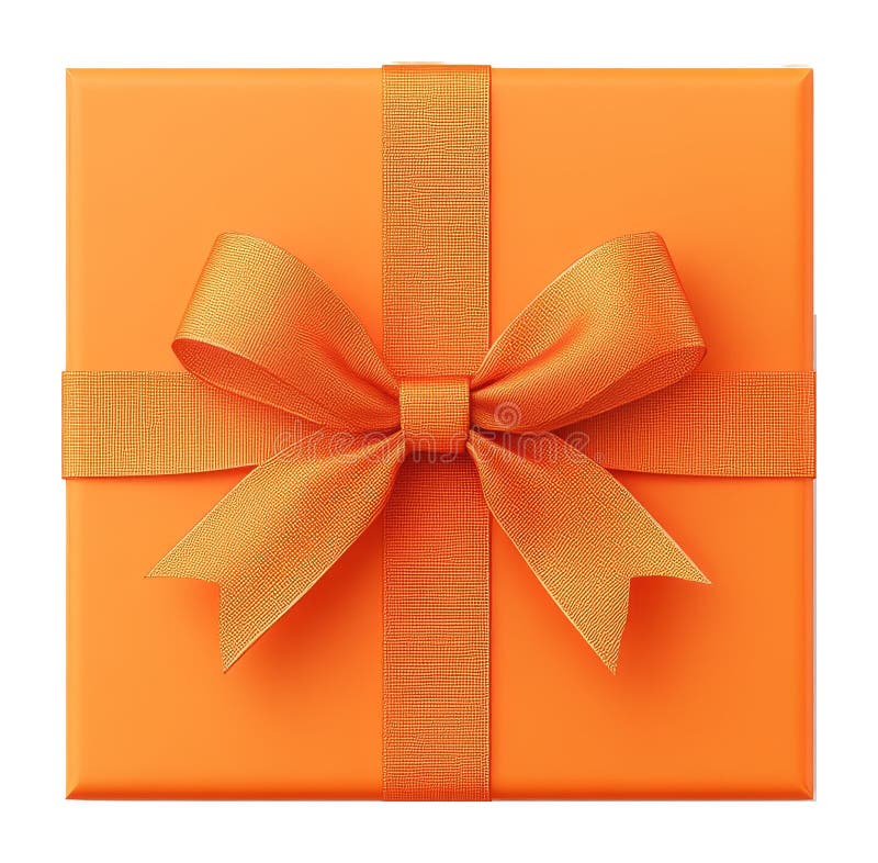 Orange Gift Box with Ribbon and Bow, Gift Giving Concept Stock Photo ...