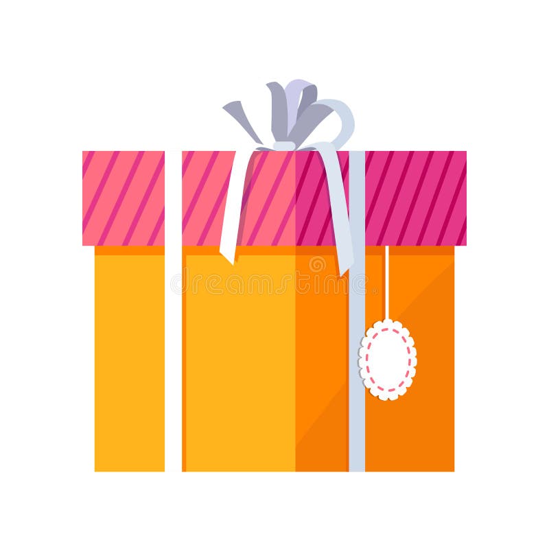 Orange Gift Box for Birthday with Flowers. Vector Illustration Stock ...