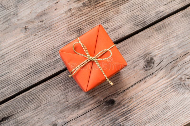 Orange Gift Box and Yellow Ribbon Stock Image - Image of birthday ...