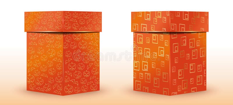 Orange Gift Boxes Set for Halloween Gifts Stock Vector - Illustration ...