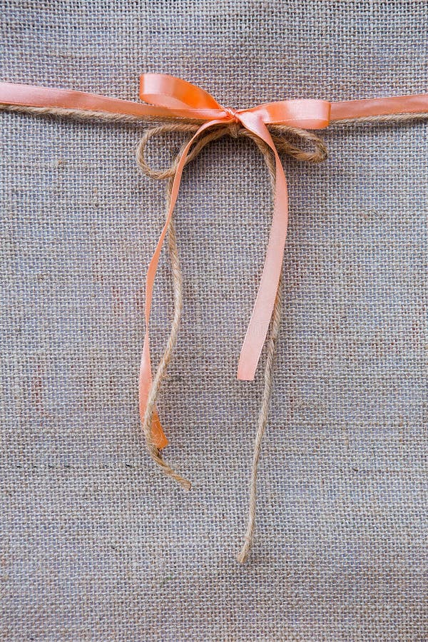 Orange Gift Ribbon Isolated on Sackcloth Stock Image - Image of design ...