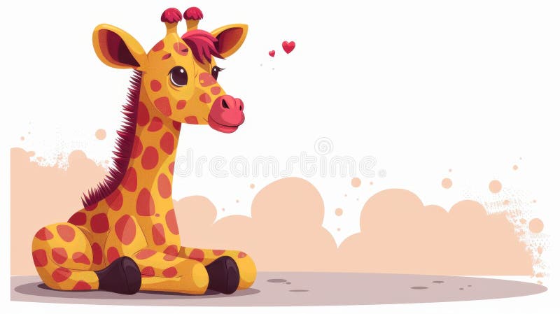 Orange Giraffe Isolated on White Background. Illustration Stock ...
