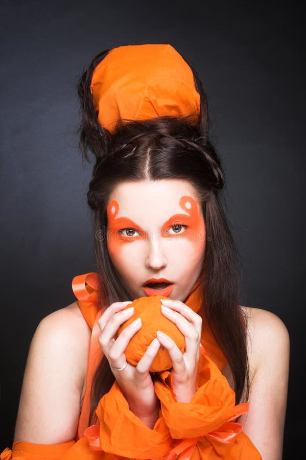 Orange girl. stock photo. Image of beauty, attractive - 37758466