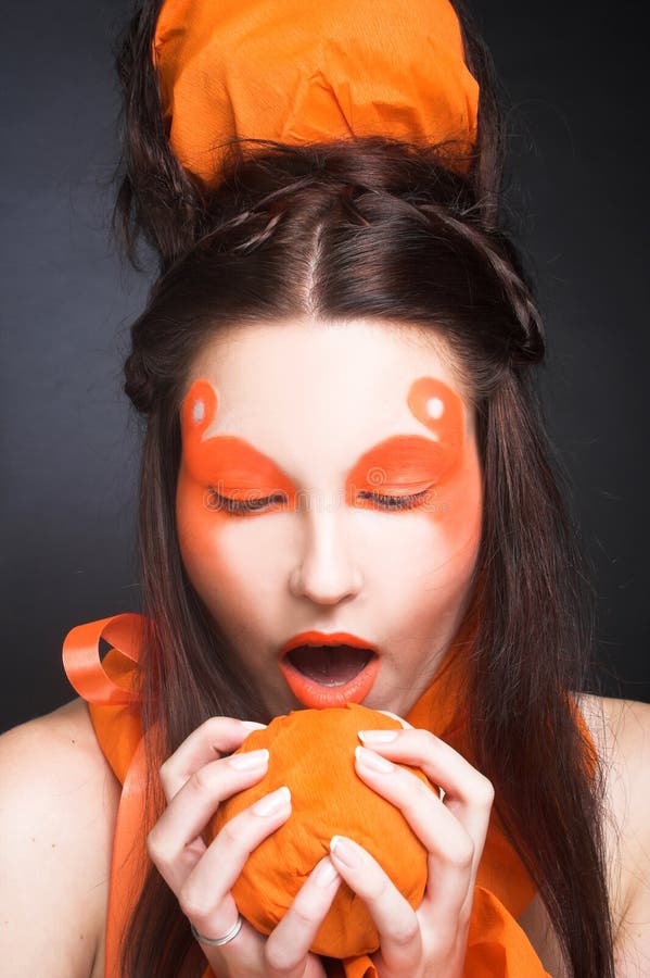 Orange girl. stock image. Image of design, paper, citrus - 37863519